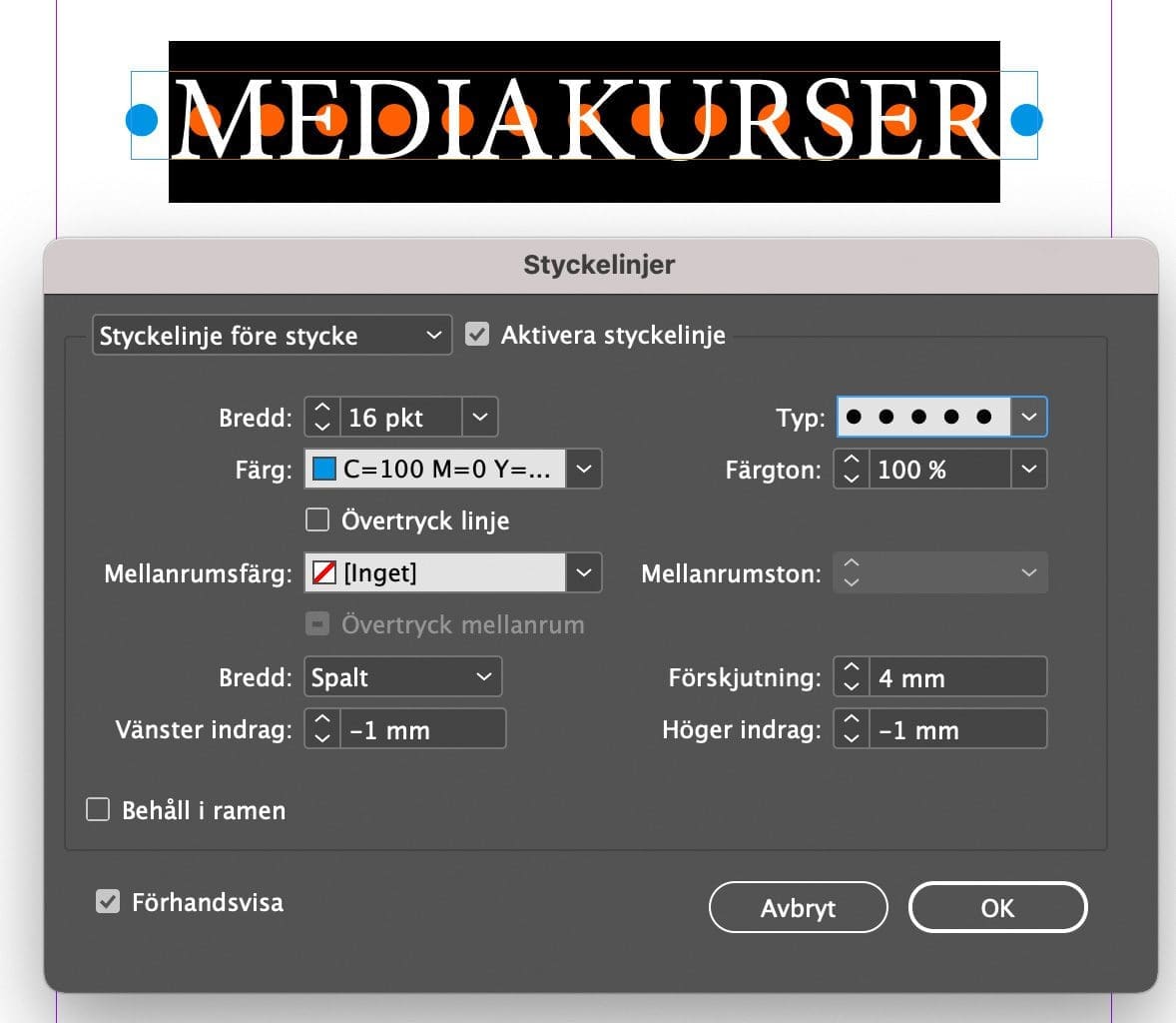 Tecken före och efter rubrik – så gör du i InDesign | Mediakurser